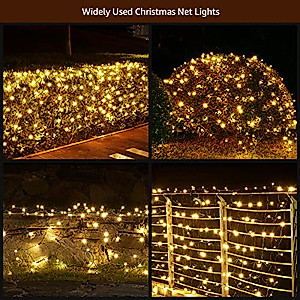 Led Christmas Net Lights Outdoor Christmas Decorations Lights 120Led 6.2ftx4.4ft, Connectable Outdoor Indoor Fairy Mesh String Lights for Party, Holiday, Wedding, Tree, Bushes Decorations (WarmWhite)