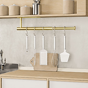 Youdian Adjustable Paper Towel Holder Under Cabinet,Under Counter Paper Towel Holder Wall Mount for Kitchen Bathroom Organization Storage,Adhesive and Screws,Stainless Steel,14.76 inch with 5 Hooks