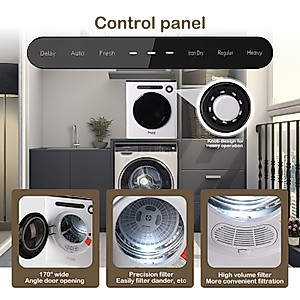 Dessiz 110V Portable Clothes Dryers 970W Compact Dryer 1.6cu.ft Front Load Stainless Steel Electric Dryers Machine with Exhaust pipe for Apartment,RVs,Dorms,Auto Stop and Easy Control