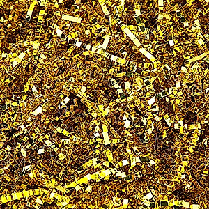 Montplisse Gold Crinkle Paper, 1 LB. Bag. Gold Crinkle Cut Paper Shred filler gold for Gift Box & Baskets, Wedding & Christmas Gifts. Gold Shred for 4 gift boxes.