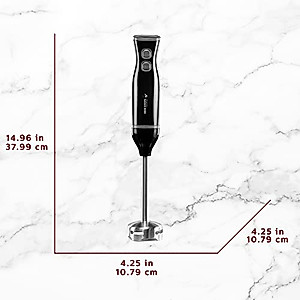 Holstein Housewares Immersion Hand Blender, Black/Stainless Steel - Easy to Mixes Soups, Batters, Drinks, and More