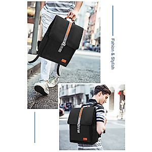 Voova Work Backpack for Adult Men Women, Vintage Laptop Backpack Computer Bag with 15.6 Inch Laptop Compartment, Fashion Casual Daypack Bookbag for Travel and College, Black