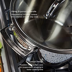 Viking Culinary 3-Ply Stainless Steel Stock Pot, 8 Quart, Includes Glass Lid, Dishwasher, Oven Safe, Works on All Cooktops including Induction