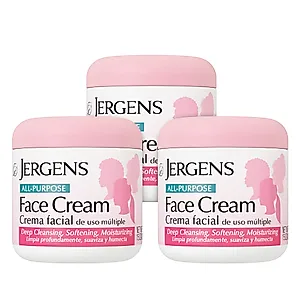 Jergens All Purpose Face Cream, Deep Cleansing Facial Cream, Makes Skin Smooth and Vibrant, 15 Oz, Pack of 3