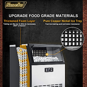 Undercounter Ice Maker Machine Commercial, Built in Nugget Ice Cubes 100 LBS/24H with 33LBS Large-Capacity, Freestanding|Countertop Crushed Ice Machine for Commercial Use Bar Coffee Restaurant Office