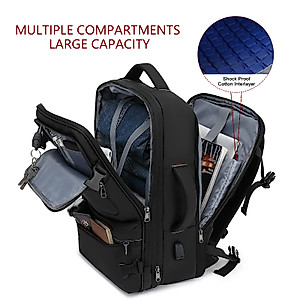 XJ-HOME 2023 NEW 17 inch Travel Laptop Backpack,40L Flight Approved Carry On Backpack,Expandable Water Resistant With USB Computer Backpack For Men Women