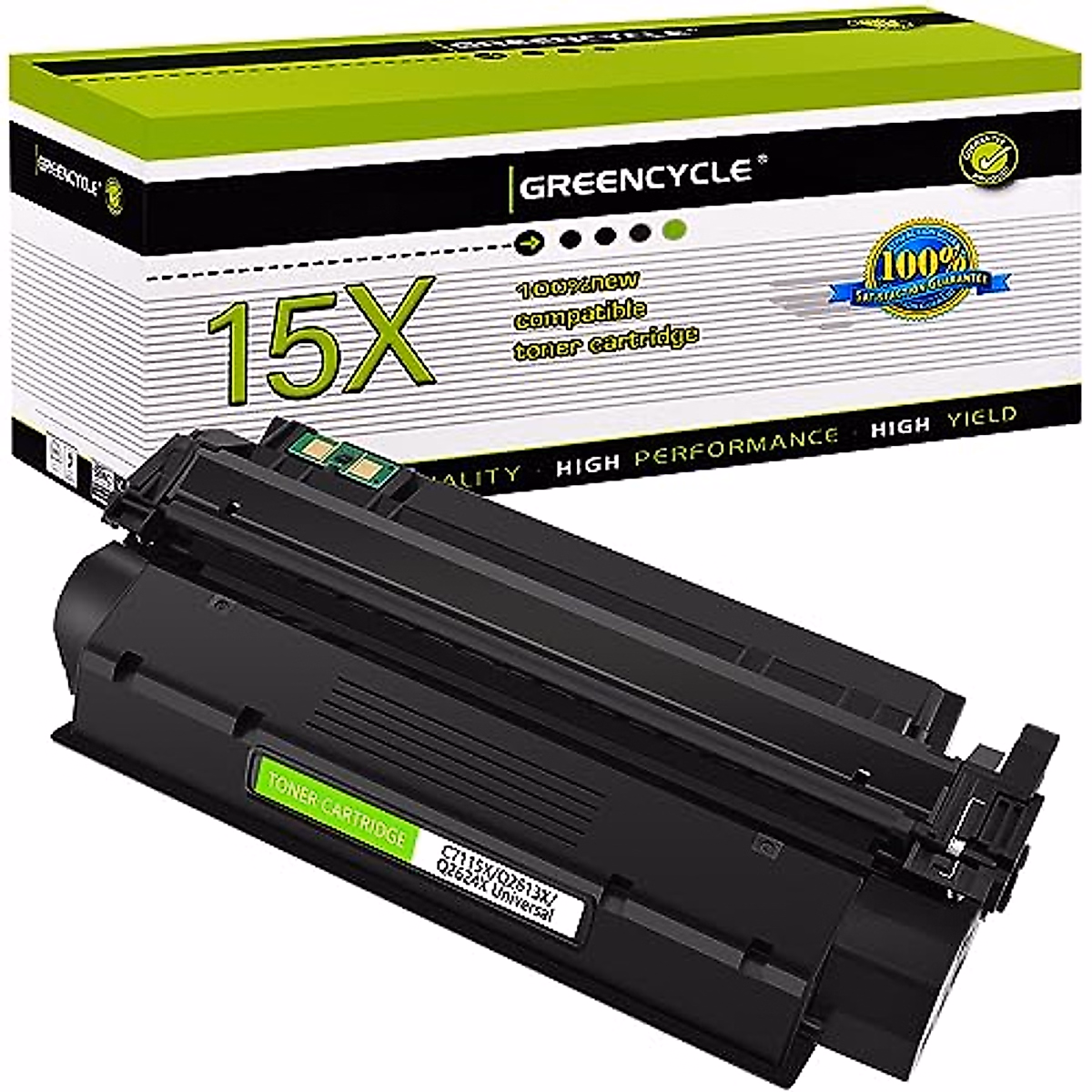 greencycle 1 PK Black Toner Cartridge Replacement Compatible for HP 15X C7115X Work with Laserjet 1000 1200 1220 3300 3310 3320 3330 3380 Series Printer