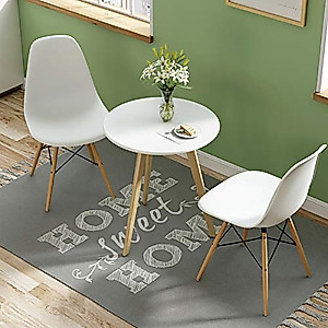 Giantex Dining Chairs Set of 2 White, Pre Assembled Mid Century Modern Dining Chairs with Wood Legs, Armless Kitchen Chairs, Plastic Dining Side Chair for Dining Room, Kitchen, Living Room