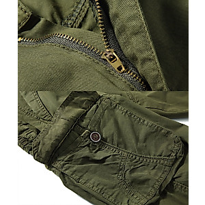 FOURSTEEDS Women's Casual Fitted Multi-Pockets Camouflage Twill Bermuda Cargo Shorts Army Green US 16