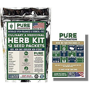 Pure Pollination's Herb Seed Variety Kit - 12 Unique Strains - Spice up your Garden - 100% Heirloom & Non GMO