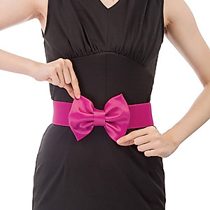 GRACE KARIN Women Elastic Bow Design Waist Belt Dress Decorations(L,Hot Pink)