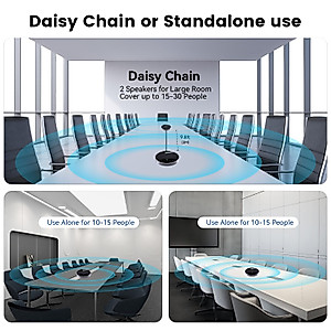 TONGVEO Bluetooth Speakerphones Conference Microphone,2 in 1 Daisy Chain Conference Speakers with Microphone,360° Voice Pickup Noise Reduction 8 Hour Call Time for up to 20 Attendees Meeting