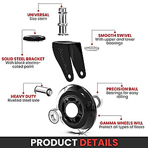 Gamma Office Chair Wheels Black, Pack of 5, 7/16 x 7/8 Inch – Heavy Duty Chair Wheels Replacement for Scratch-Free, Smooth & Silent Rolling – Suitable for Floors & Carpet