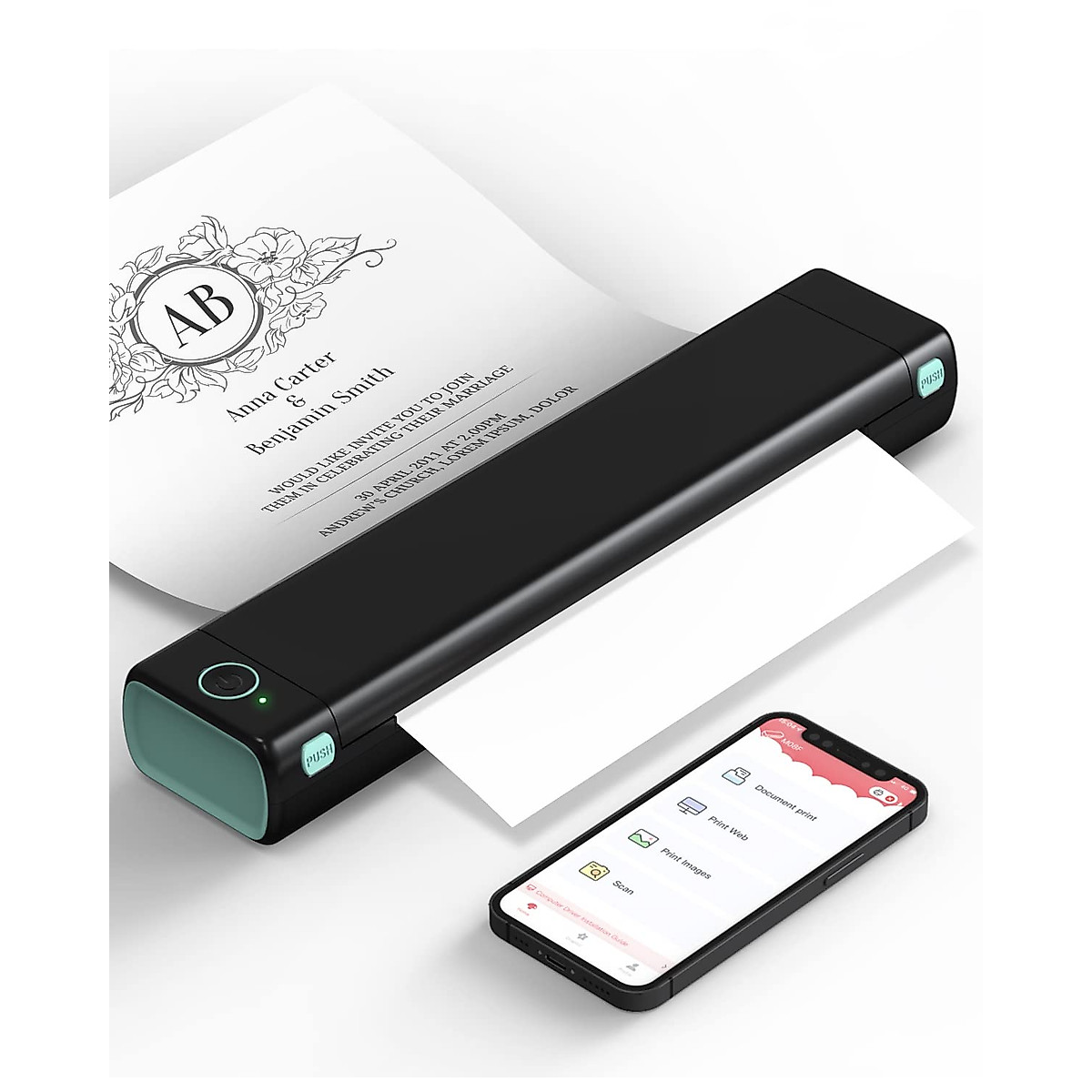 Phomemo Portable Printers Wireless for Travel with M08F Bag, Thermal Tattoo Stencil Printer for Office, Home, Business, M08F-Letter Bluetooth Compact Printer for 8.5" X 11" Size