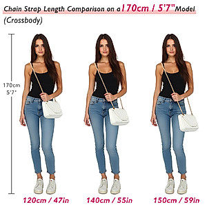 kilofly 2pc Gold Plated Faux Leather Removable Clutch Chain Shoulder Straps Set