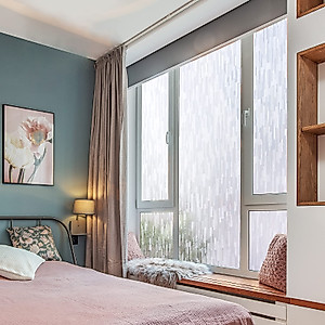 CottonColors Window Privacy Film, Frosted Non Adhesive Opaque Window Sticker Removeable UV Blocking Self Static Cling Vinyl Glass Film Covering for Home Office Living Meeting Room（17.5 in x 78.5 in）