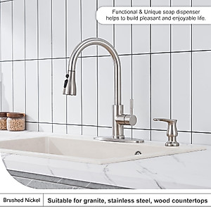 GAGALIFE Kitchen Sink Soap Dispenser Brushed Nickel, Under Sink Soap Dispenser with 40" Silicone Extension Tube Kit,Say Goodbye to Frequent Refills