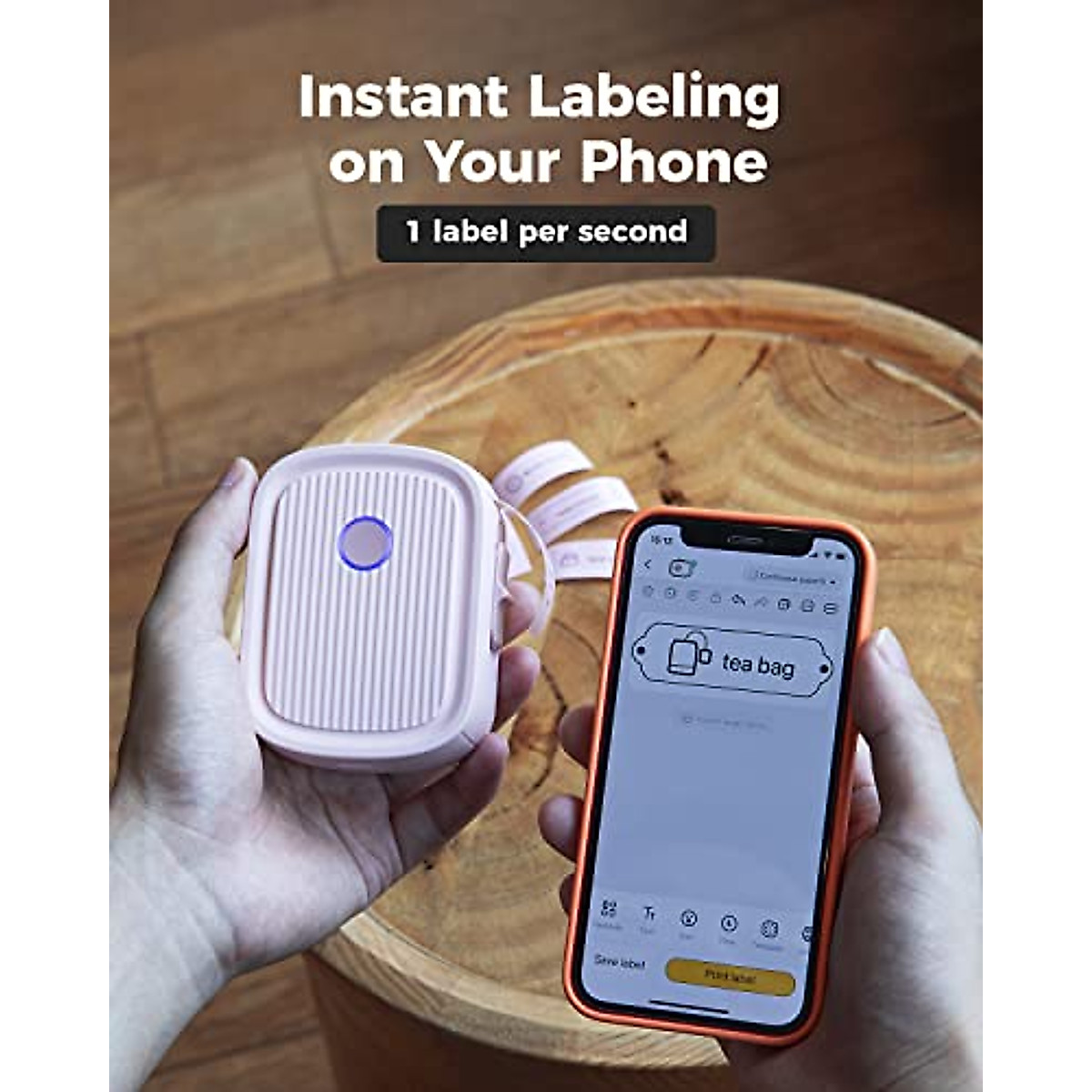 paperang Label Makers Machine, 0.6 Inch Rechargeable Mini Labeler,Portable Bluetooth Wireless Label Printer Handheld, Multiple Templates Inkless for Phone Office Home Organization