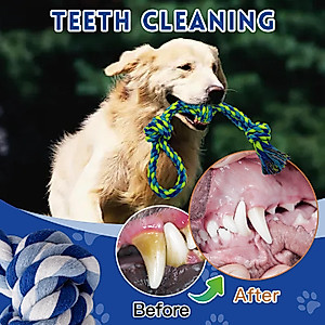 [3 Pack] Dog Rope Toys, Indestructible Dog Toys for Large and Medium Aggressive Chewers, Heavy Duty Dog Rope Toy for Large Breed, 100% Cotton Tug of War Dog Chew Toys for Boredom, Teeth Cleaning