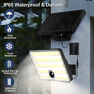 KERNOWO Solar Lights Outdoor, 85 LED 4000LM Security Lights, Solar Motion Sensor Lights with 16.4Ft Detachable Cable, IP65 Waterproof Wall Lights 3 Modes for Outside,Garage, Entryways, 2Pack