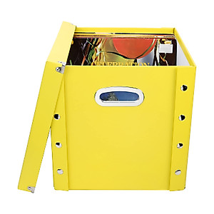 Snap-N-Store Vinyl Record Storage Box - 12" - 1 Pack- Crate Holds up to 75 Vinyl Albums - Yellow