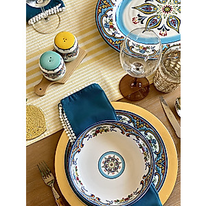 Euro Ceramica Zanzibar 8-Piece Dinnerware Set | Fine Kitchenware | Floral Multicolor Design Stoneware Tableware Service For 4,Large