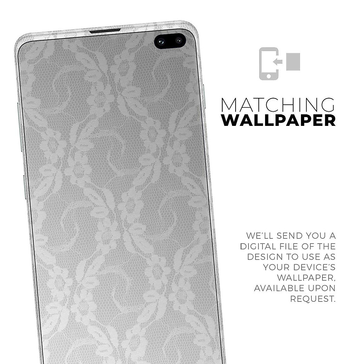 DesignSkinz White Floral Lace Protective Vinyl Decal Wrap Skin Cover Compatible with The Samsung Galaxy S20 (Screen Trim & Back Glass Skin)