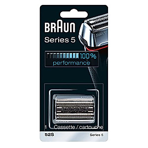 Braun Series 5 52S Shavers Replacement Foil and Trimmer Head Cassette with Ultra-Active-Lift Middle Trimmer and CrossHair Designed Foil, Silver