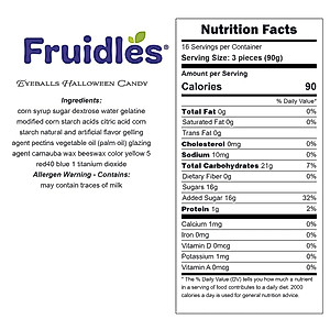 Fruidles Gummy Eyeballs Halloween Candy, Trick-Or-Treat Party Bag Fillers, Party Favor (Half-Pound)