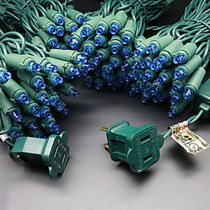 SWEET SHINE 200 Count Blue Wide Angle LED Christmas Lights, 66 ft Green Wire UL Certified Commercial Grade 5mm Holiday String Light Set (Blue)