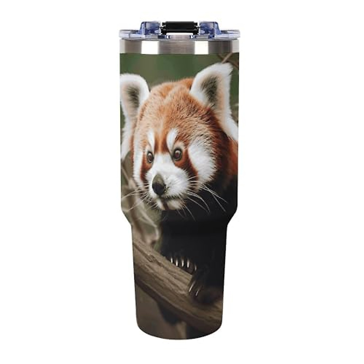 FJWKLRBV Red Panda on Tree Branch 40 Oz Water Bottle, Stainless Steel Tumbler with Handle And Straw, Extra Large Insulated Tumbler, Flip Straw Tumblers for Sports, Work, Car, Travel And Weekends