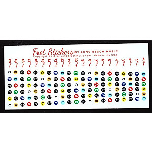 Guitar Fret Stickers- Color Coded- for Fretboard Note Positions