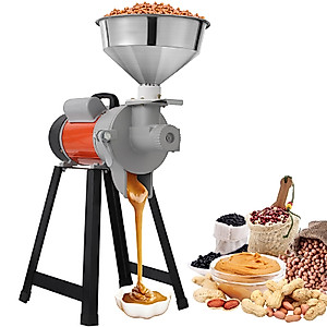 ZXMOTO Wet Peanut Butter Machine Maker 2200W Grain Mill Grinder Grinding Feed Crusher,Sesame Sauce Grinder Home/Commercial for Groundnut, Almond, Cashew Nut and Sesame