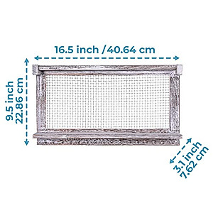 Comfify Rustic Jewelry Organizer – Wall Mounted Jewelry Holder w/Removable Bracelet Rod, Shelf & 16 Hooks – Perfect Earrings, Necklaces & Bracelets Holder – Rustic White