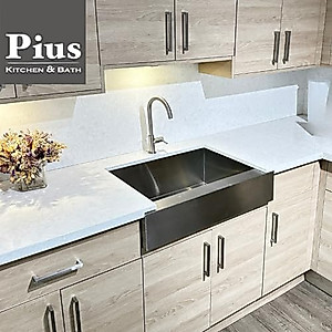 Generic Pius-36"" Farmhouse Square Front Single Bowl Kitchen Sink in Stainless Steel, Large, FARMSINK2