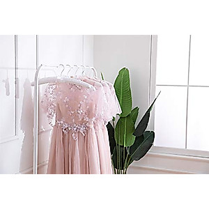 Cocomaya 17 Inch Extra Large Anti Slip Satin Padded Bridal Wedding Dress Hanger No Bumps for Dress Coats, Sweaters Pack of 5 (White, 5)