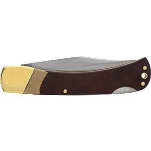 Old Timer 6OT Golden Bear Traditional Lockback Pocket Knife with 3.9in High Carbon Stainless Steel Clip Point Blade, Sawcut Handle, and Lanyard Hole for Hunting, Whittling, Camping, EDC, and Outdoors