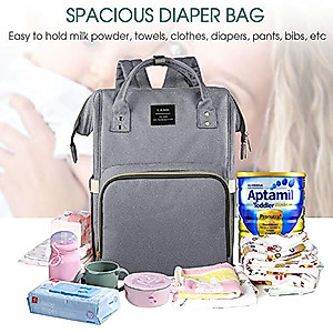 Iduola Diaper Bag Backpack, Multifunction Back Pack with 2 D Rings & Pacifier Case, Large Capacity Waterproof Portable Maternity Baby Nappy Bag, Unisex and Stylish (Gray)