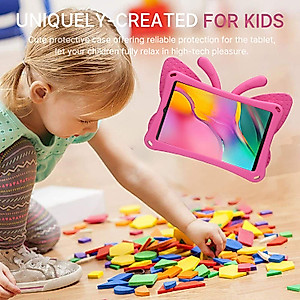 Simicoo Samsung Galaxy Tab A 8.4 Kids case Cute Butterfly Case with Stand for Kids Light Weight EVA Rugged Shockproof Heavy Duty Kids Friendly Full Cover for Samsung Tab A 8.4 2021 2020 (Rose)
