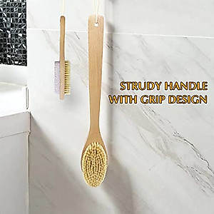 CARELAX Back Scrubber Brush,Long Handle Bath Brush for Shower, Soft but Stiff Shower Bristles and Pumice Stone Brush, Body Exfoliating Brush for Wet or Dry Brushing