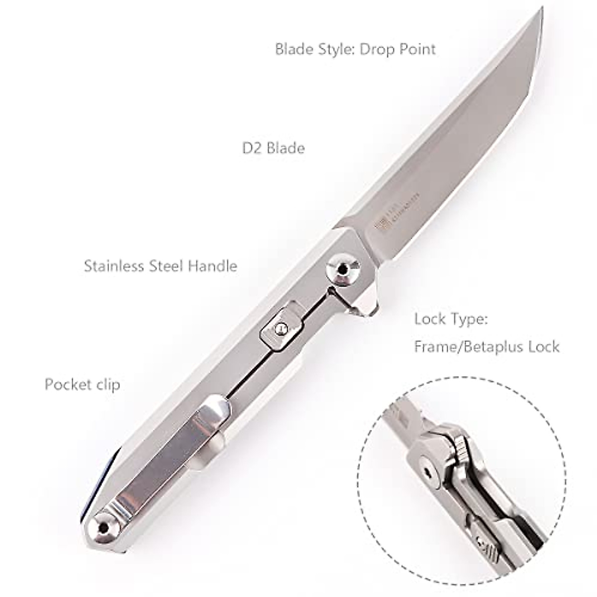 Sanrenmu 1161 EDC Pocket Folding Knife D2 Tanto Blade Survival Knife Frame Lock