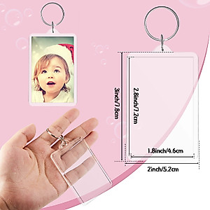 Inbagi Picture Frame Keychain Acrylic Photo Keychain Clear Rectangle Acrylic Keychain Blanks 2 x 3inch(12 Pieces)