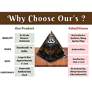 Organite Orgone Pyramid Extra Large 95 MM - Orgone Energy Pyramid with Evil Eye, Hematite, Tiger Eye, Black Obsidian Crystals and Healing Stone - Orgonite Pyramids Crystals and Positive Energy