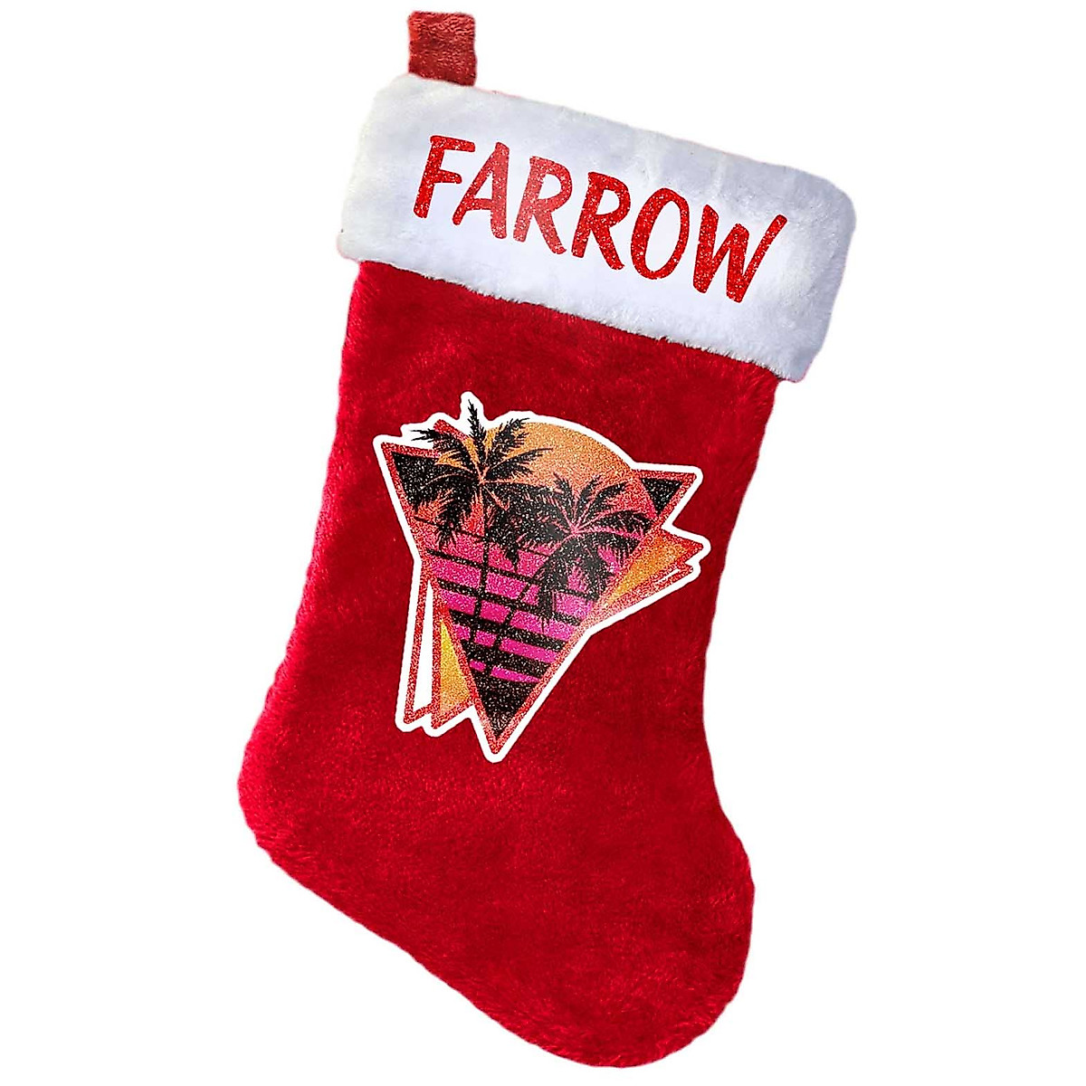 Bopsterized Farrow Christmas Stocking Vaporwave Outrun Retro Sunset 80s