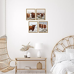 Highland Cow Wall Art Highland Cow Print - Set of 4 (8x10") Highland Cow Bathroom Wall Art Highland Cow Decor For Nursery, Highland Cow Wall Art Bathroom, Highland Cow Prints, Cow Wall Art - UNFRAMED