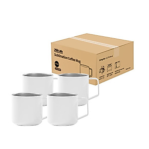 PYD Life Sublimation Kids Tumblers Coffee Cups 12 OZ White Stainless Steel Milk Mugs Coffee Travel Camping Outdoor Mugs for Cricut Mug Press Tumbler Press Sublimation Print 4 Pack