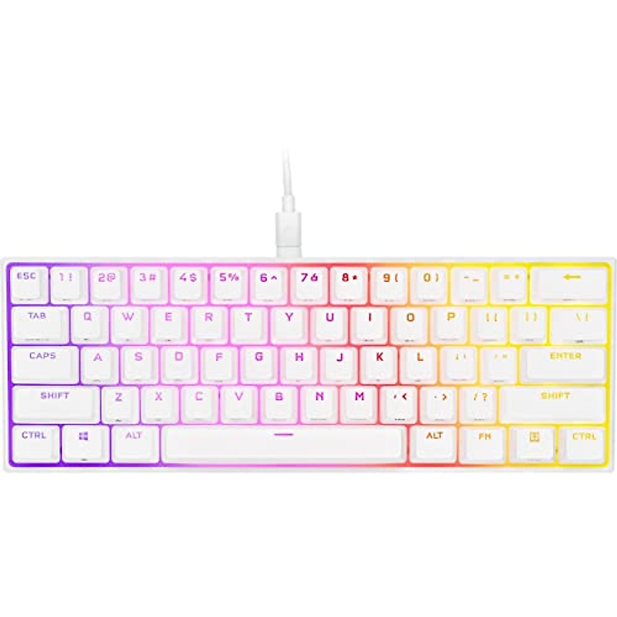 Corsair - K65 RGB Mini Wired 60% Mechanical, CH-9194114-NA, Cherry MX Speed Linear Switch Gaming Keyboard with PBT Double-Shot Keycaps - White (Renewed)