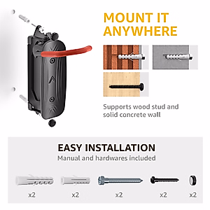 monTEK Swivel Bike Wall Mount, Bike Hangers for Garage, Wall Mount Bike Rack, Space Saving Sturdy Wall Bike Rack, Vertical Bike Rack Holds Up to 66 lbs - Bike Storage Rack for Garage, Red, 4 Pack