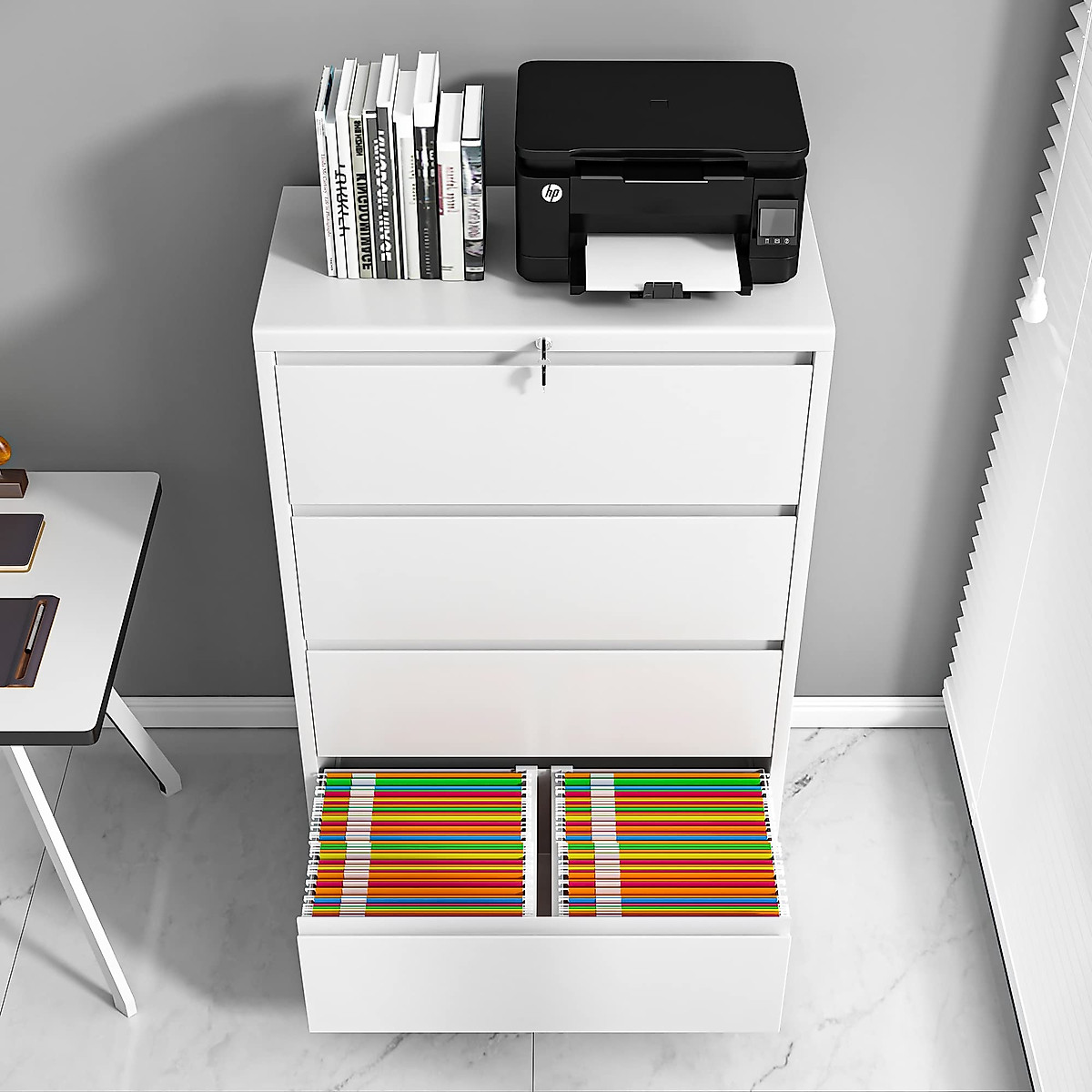 WIILAYOK Lateral File Cabinet, 4 Drawer Metal Lateral Filing Cabinet with Lock, File Cabinet for Home Office fits Letter/Legal/A4 Size