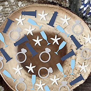 Coastal Grandma Bachelorette Party Confetti - Last Toast on the Coast Bachelorette Party surprise,Bachelorette Party Decor,Wine Cup Diamond Ring Shells Starfish Paper Scatter for Bridal Shower